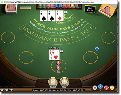 21 Prive blackjack casino review